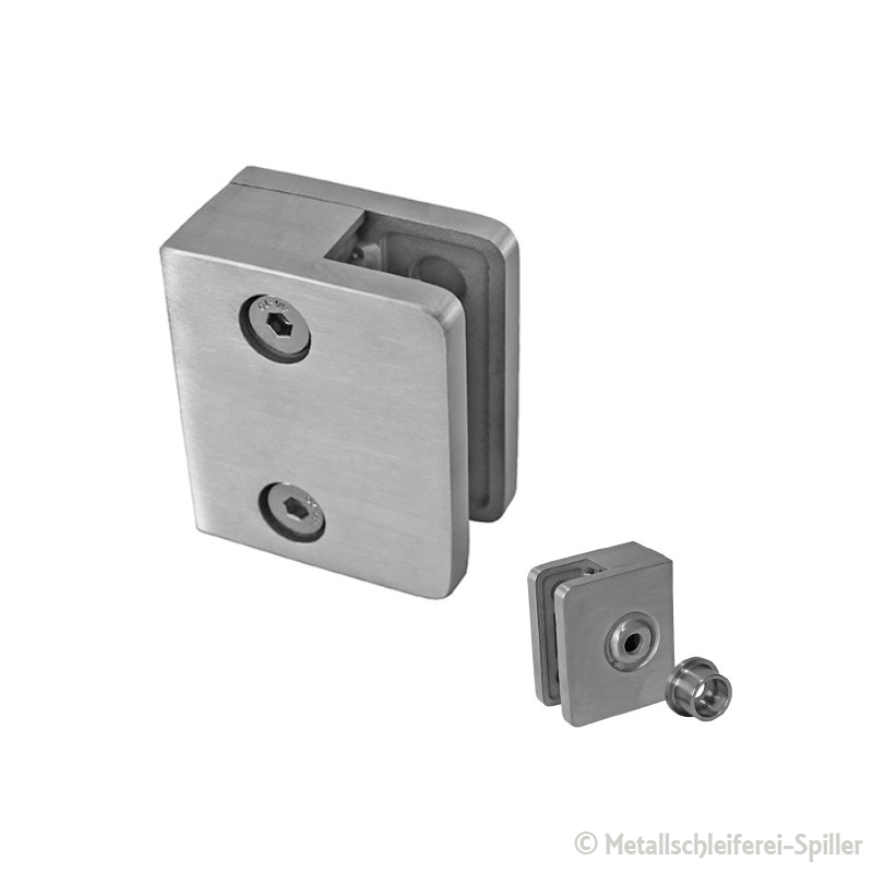 V4A Edelstahl, Glashalter eckig, geschliffen, 60x5 | Spiller